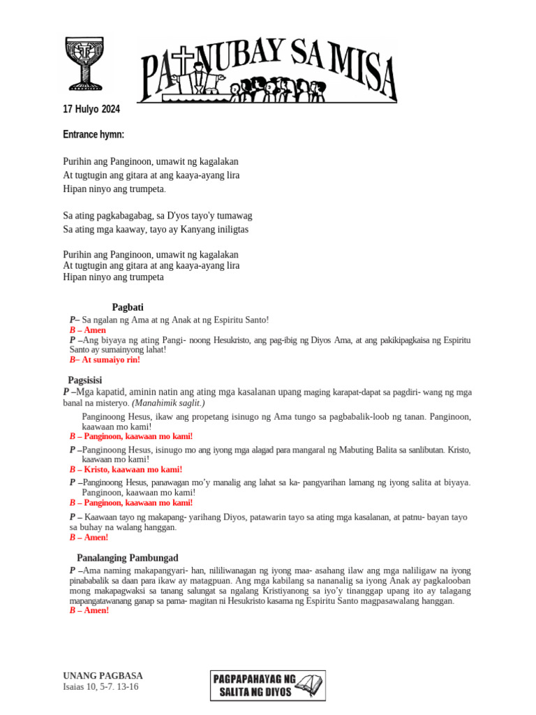 Ms Word Mass Tagalog Balara | PDF