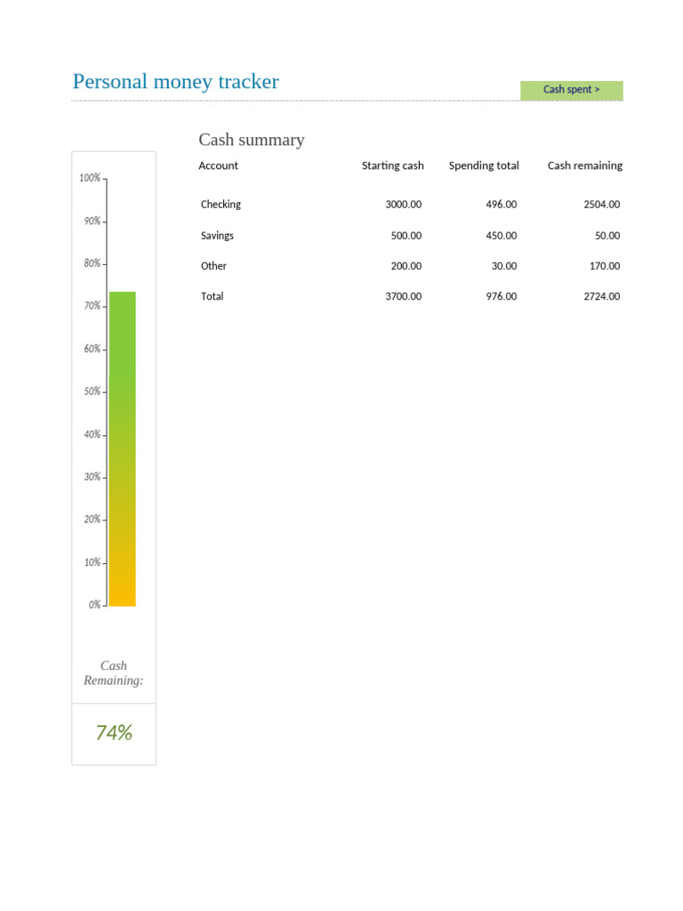 Personal Money Tracker Overview | PDF | Cash | Microsoft Excel