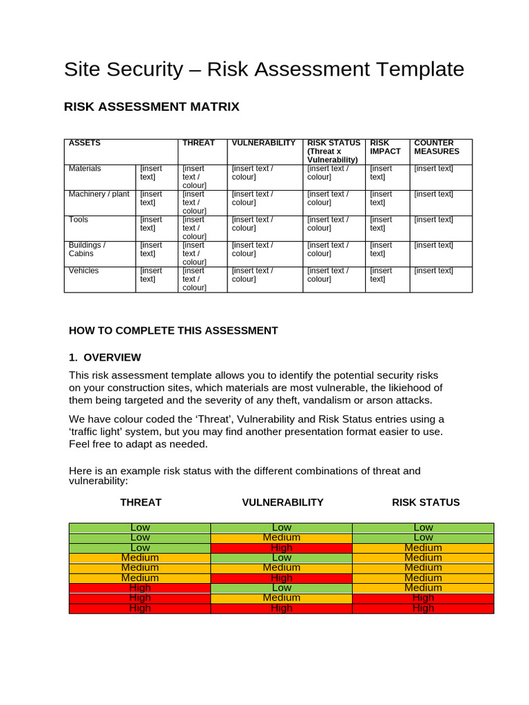 Construction Site Security Risk Template | PDF | Risk | Vulnerability ...