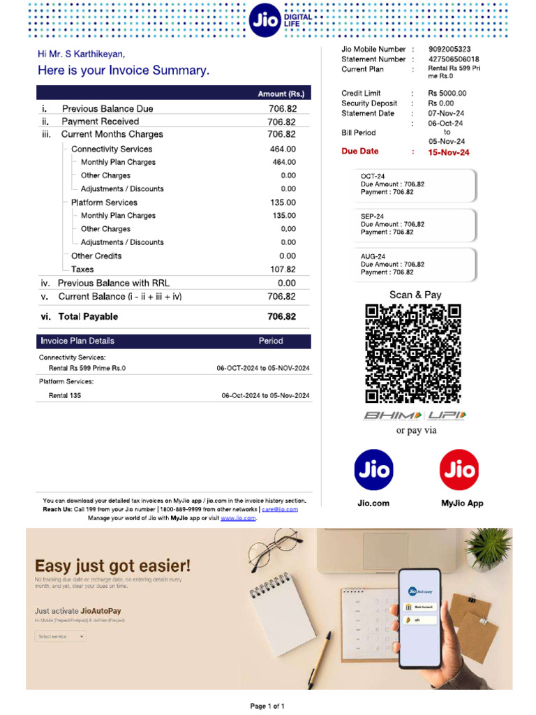 Mobile Bill Nov | PDF