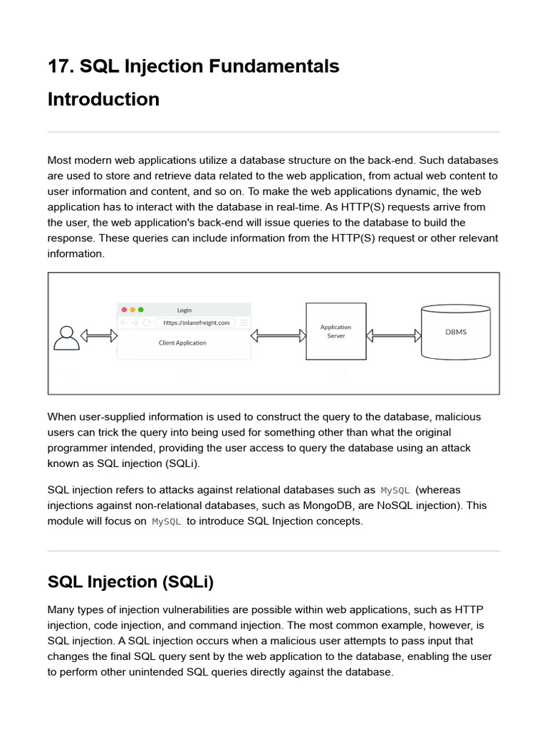 SQL Injection Fundamentals | PDF | Databases | No Sql