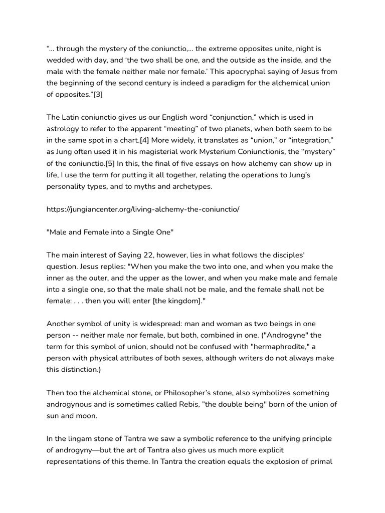 Male and Female Into A Single One (Jesus & Alchemy) | PDF | Alchemy