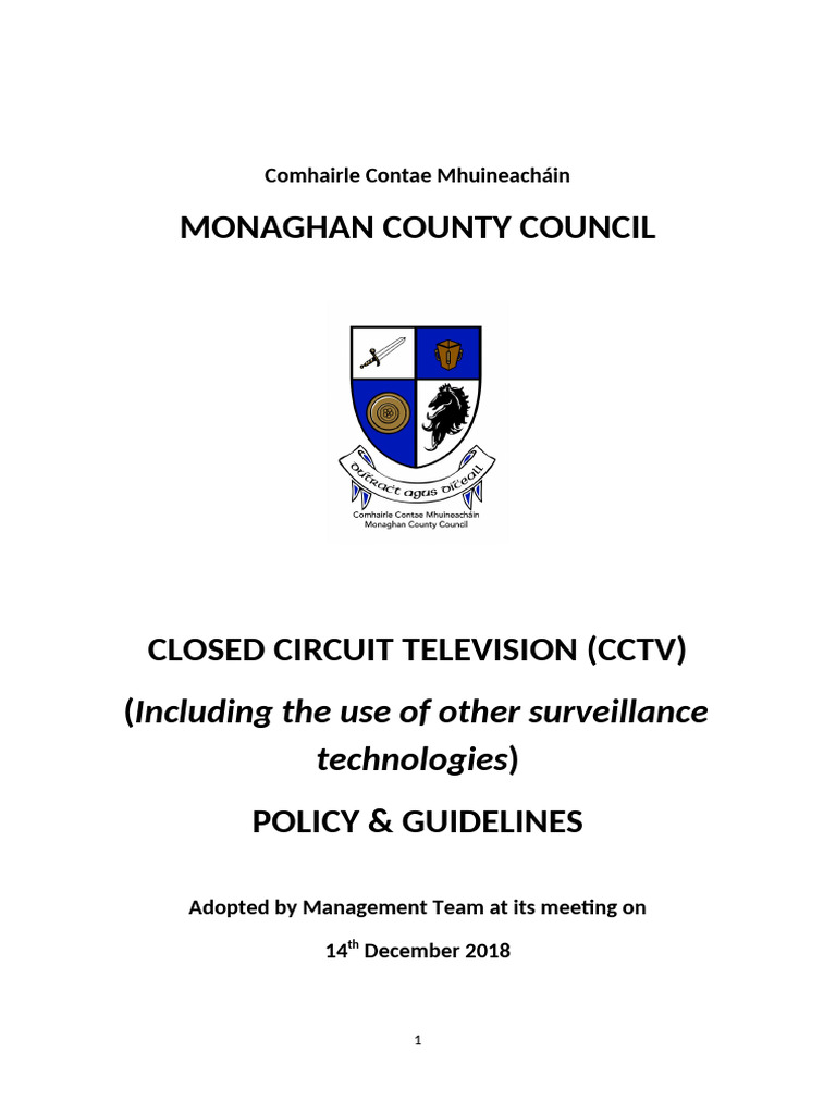 CCTV Policy and Guidelines MS Word | PDF | Closed Circuit Television ...