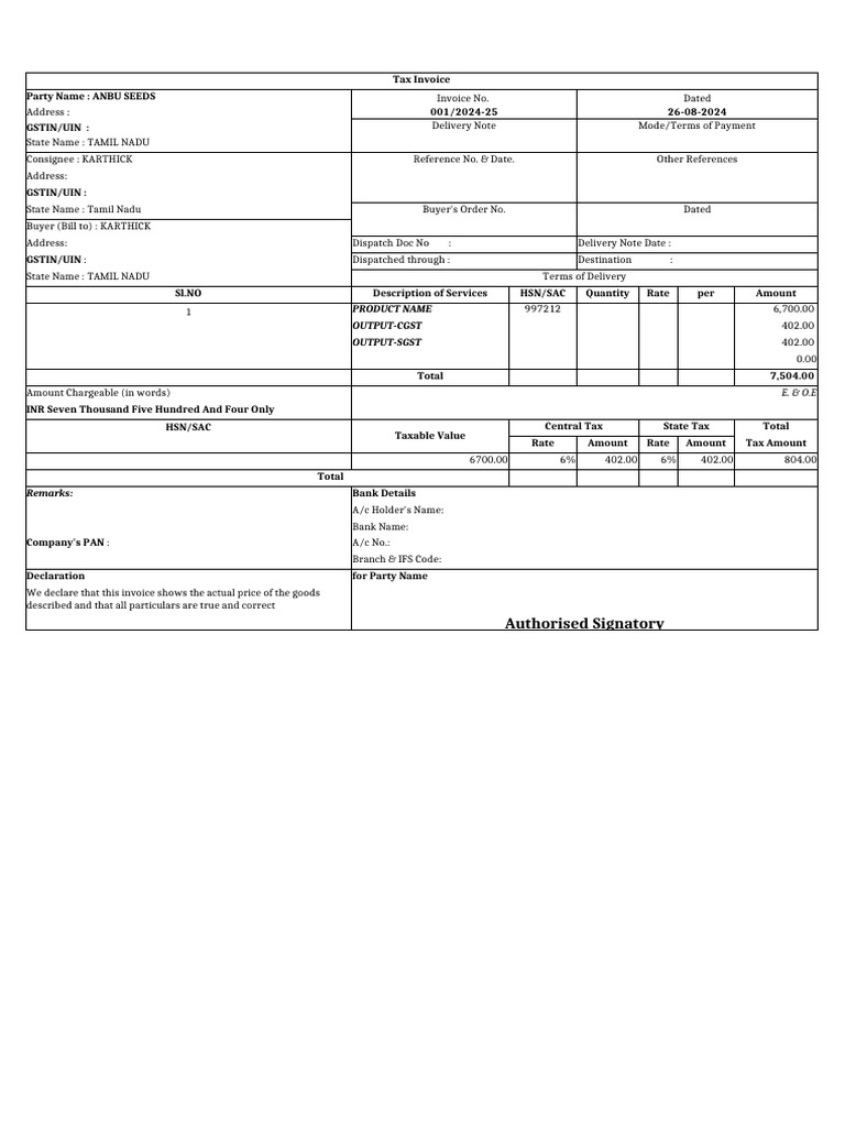 Invoice Format | PDF | Invoice | Taxes