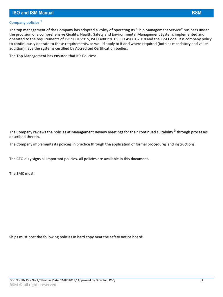 ISO Company Policies | PDF | Iso 9000 | Policy