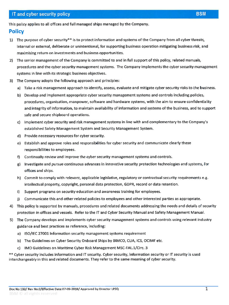 ISO IT and Cyber Security Policy Signed | PDF