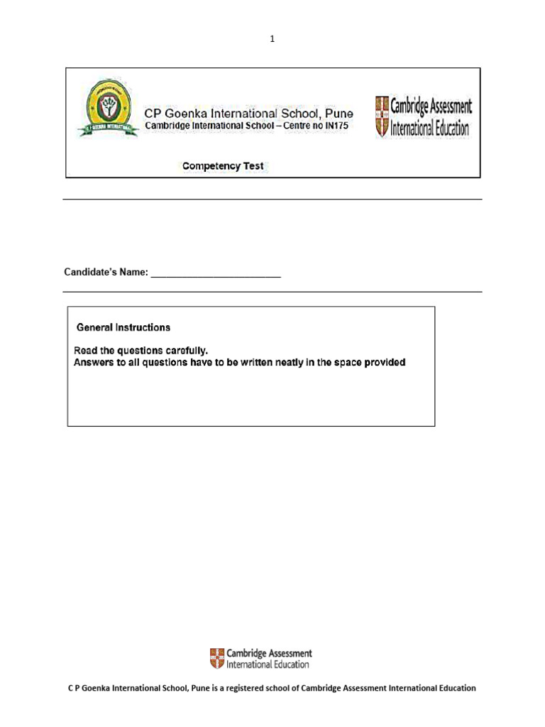 AS - MATH - Competency Test | PDF