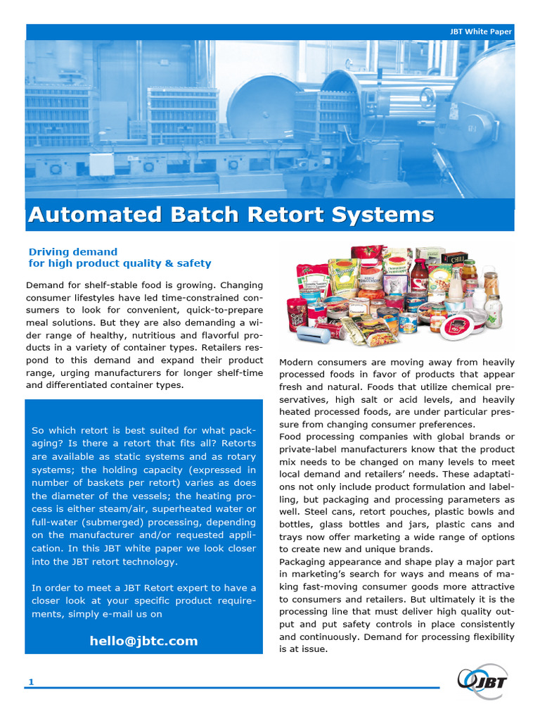 Automated Retort Systems Overview | PDF | Water | Steam