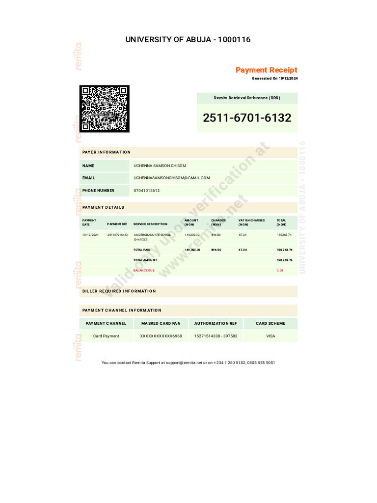 School Fees Receipt (Remita) | PDF | Payments