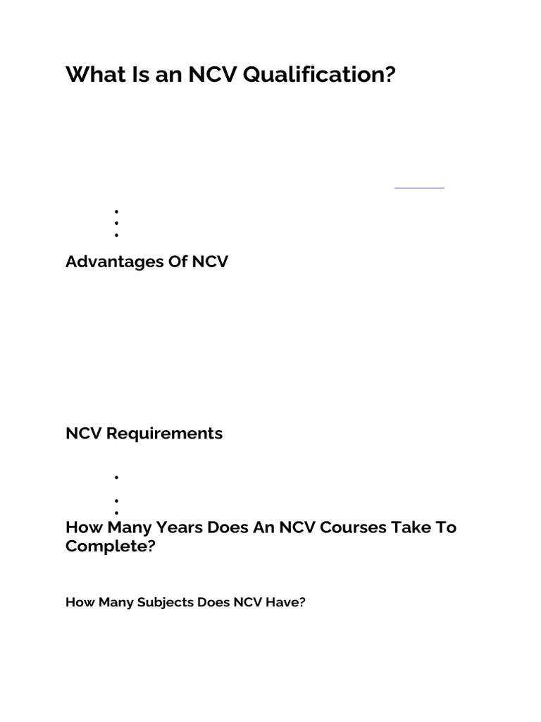 What Is An NCV Qualification | PDF | Academic Degree | Vocational Education
