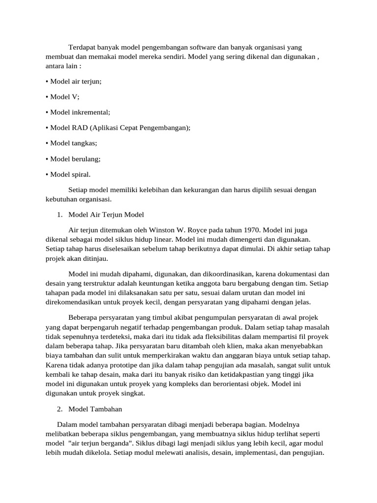 Model Pengembangan Perangkat Lunak PRPL Asw | PDF