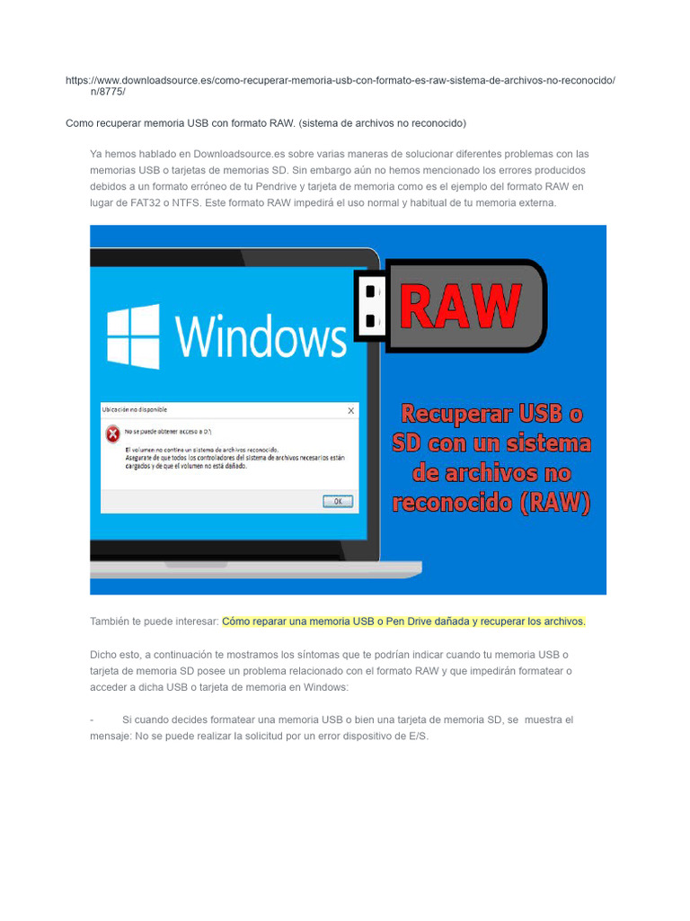 Arreglar Usb Dañado | PDF | Memoria USB | Archivo de computadora