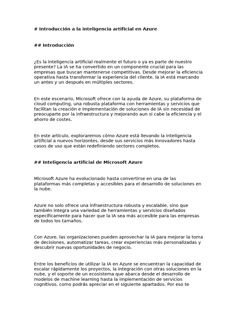 Introducción a La Inteligencia Artificial en Azure | PDF | Inteligencia artificial ...