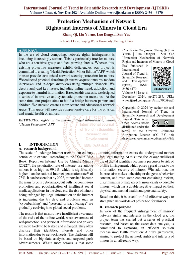 Protection Mechanism of Network Rights and Interests of Minors in Cloud ...