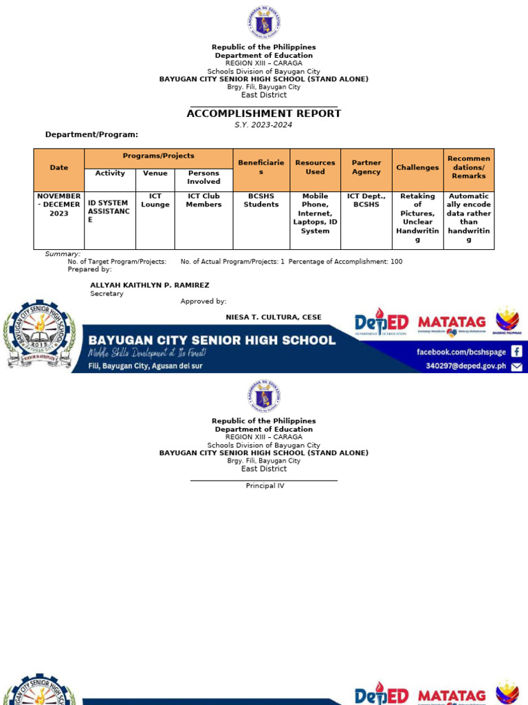 Revised ACCOMPLISHMENT REPORT TEMPLATE | PDF | Computing | Information ...