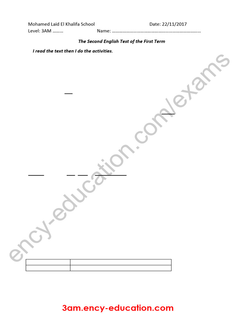dzexams-3am-anglais-t1-20180-736031 | PDF | Linguistics | Linguistic ...