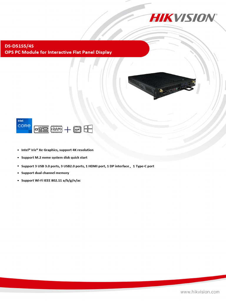 DS-D51S5-4S - OPS - 8GB - 256GB SSD - I5 - 12th Gen - Datasheet - 20240510 | PDF | Usb ...