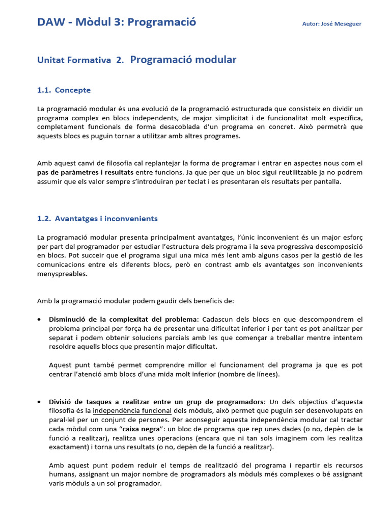 Funcions - UF2 - M3 - DAW | PDF