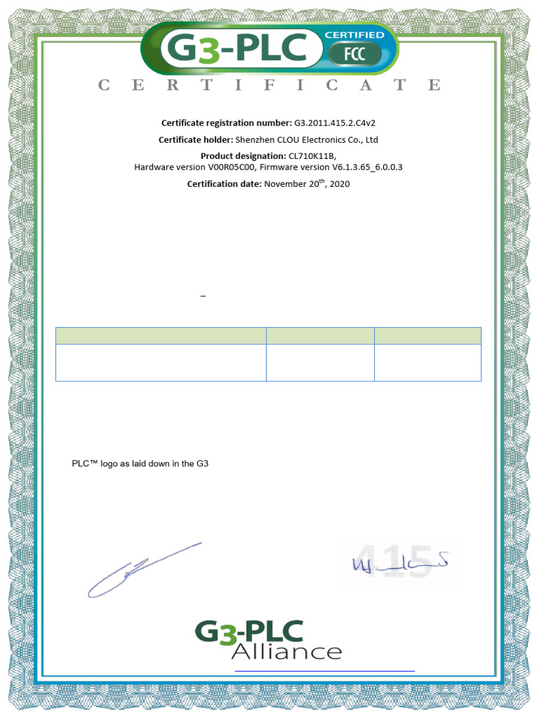 G3-PLC_Certificate_FCC_Shenzhen_CLOU_Electronics_Co_CL710K11B_For_Publication | PDF | Computer ...