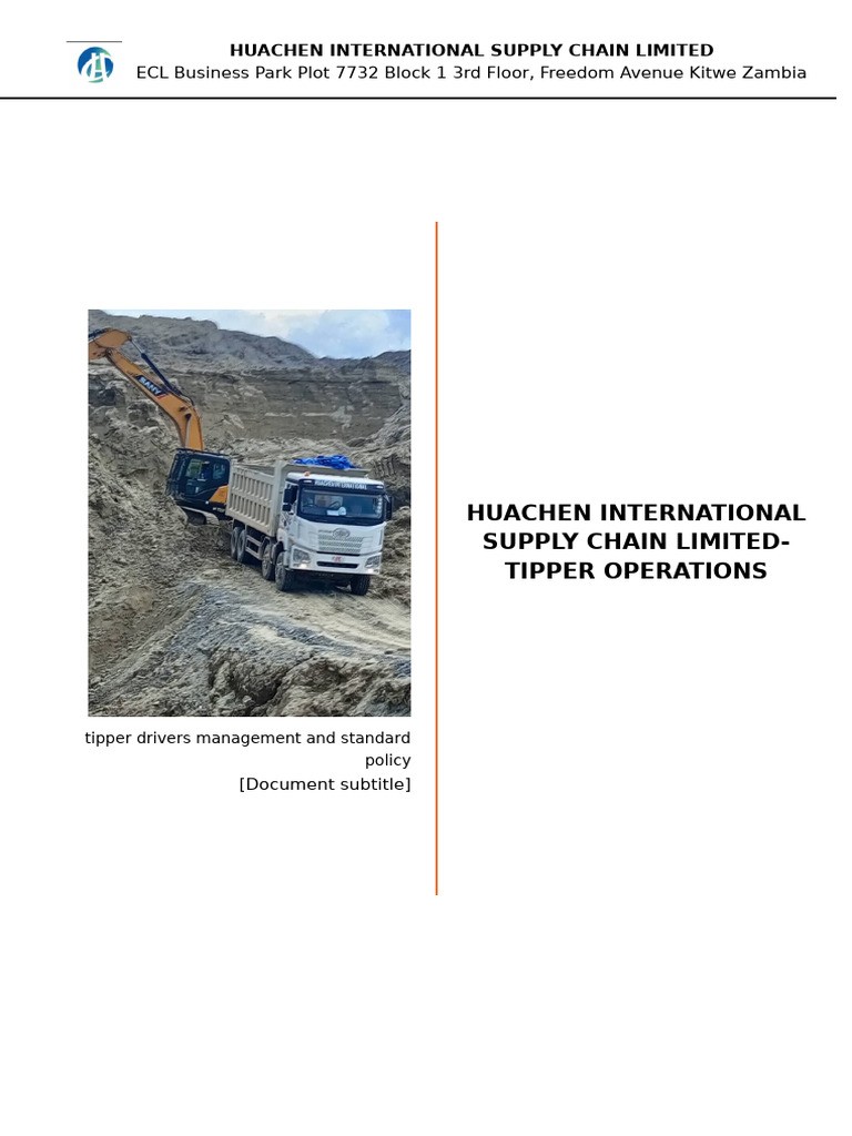 Huachen Tippers Operations-Drivers Management and Standard Policy | PDF ...