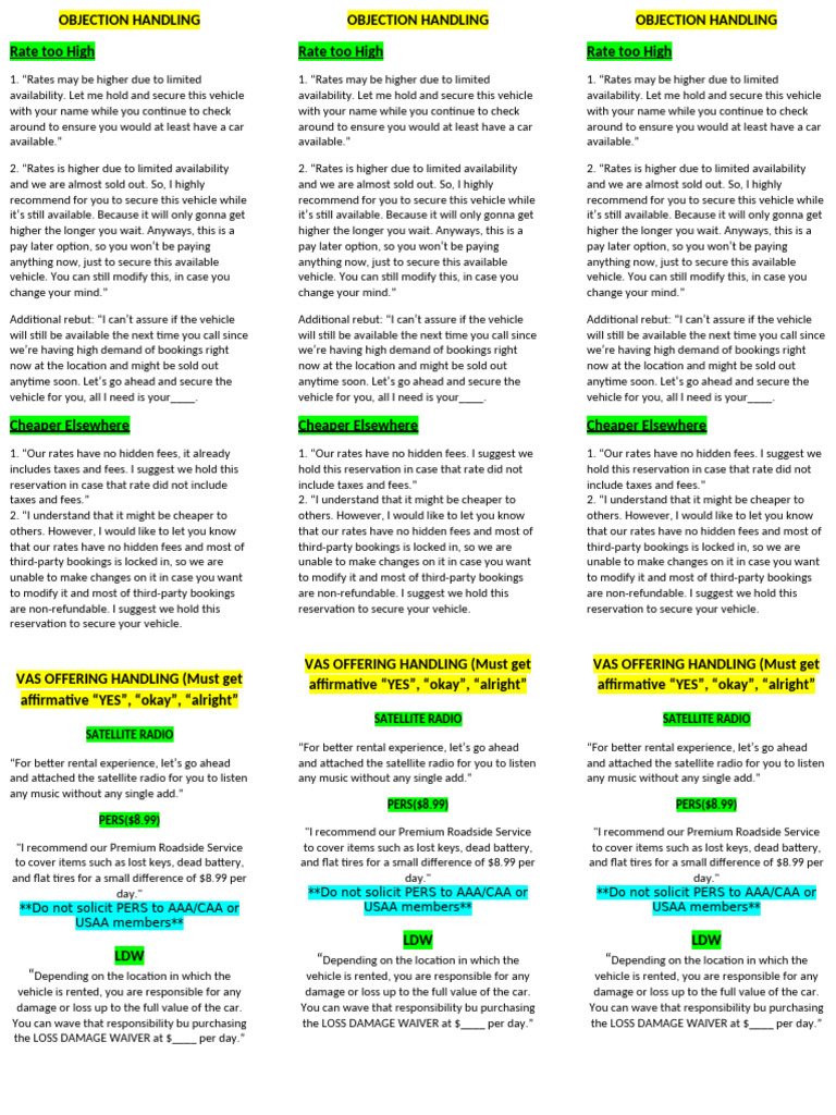 OBJECTION HANDLING | PDF | Vehicles | Transport