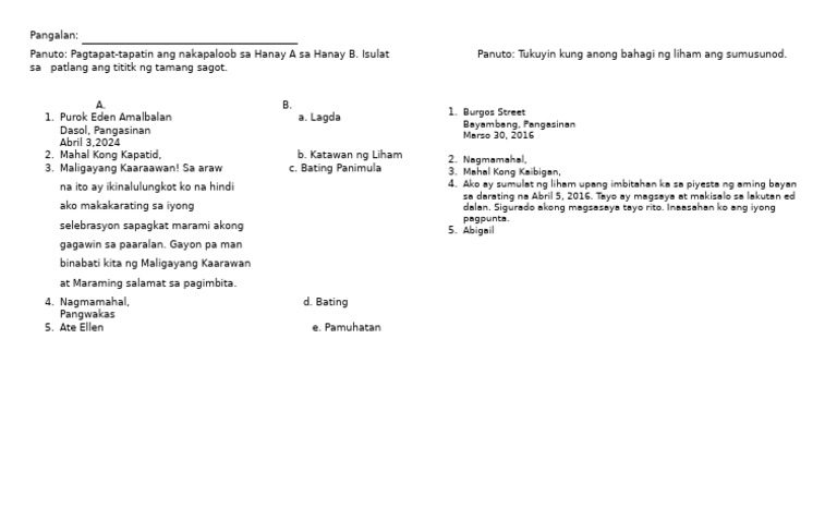 Filipino Activity | PDF