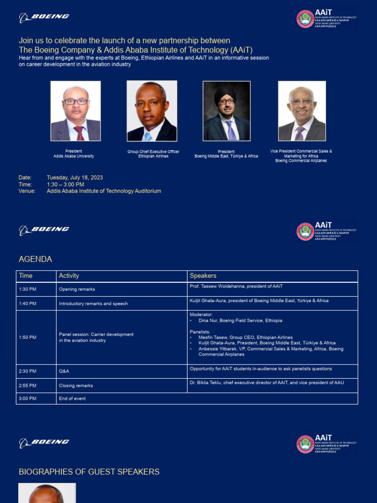 AAiT Boeing Event Invitation | PDF | Boeing | Ethiopia