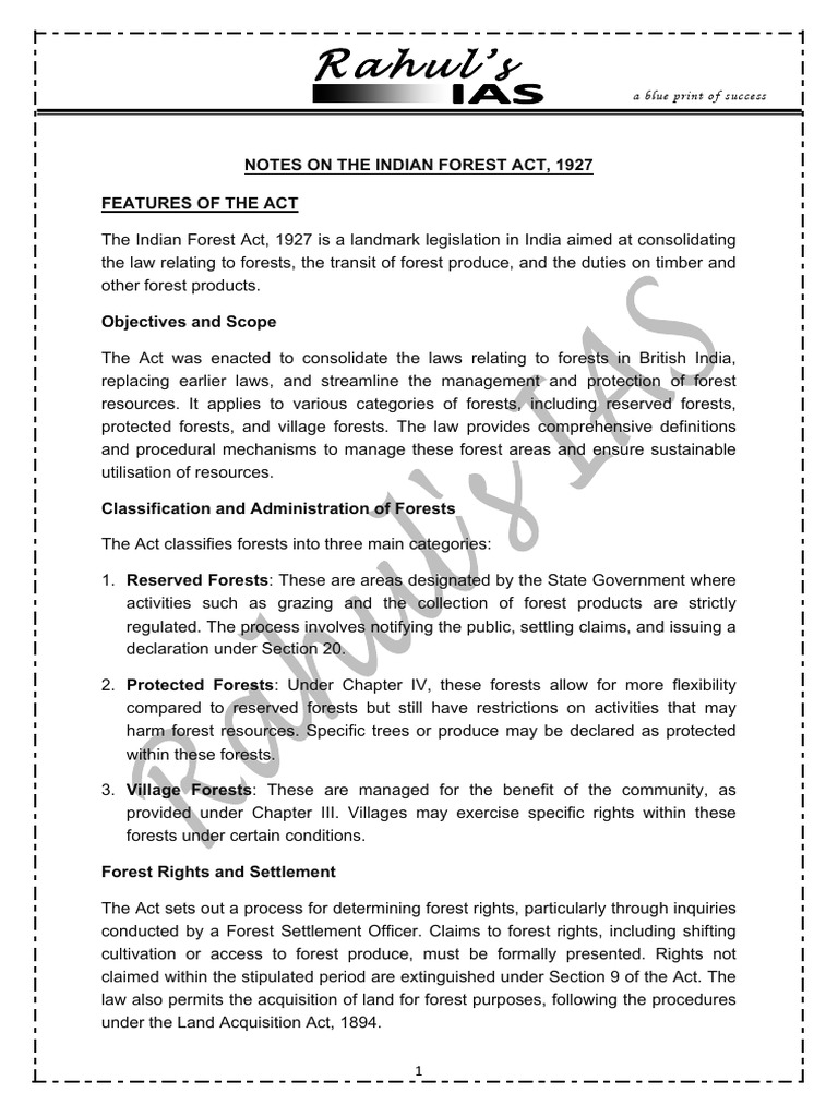Overview of the Indian Forest Act, 1927 | PDF | Sustainability | Crimes