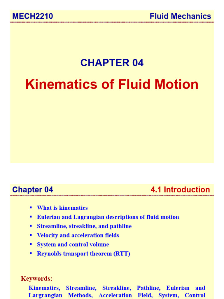 MECH 2210 Chapter-04 | PDF | Continuum Mechanics | Fluid Mechanics