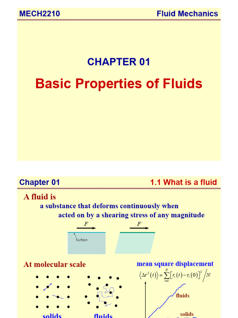MECH 2210 Chapter-01 | PDF | Viscosity | Fluid