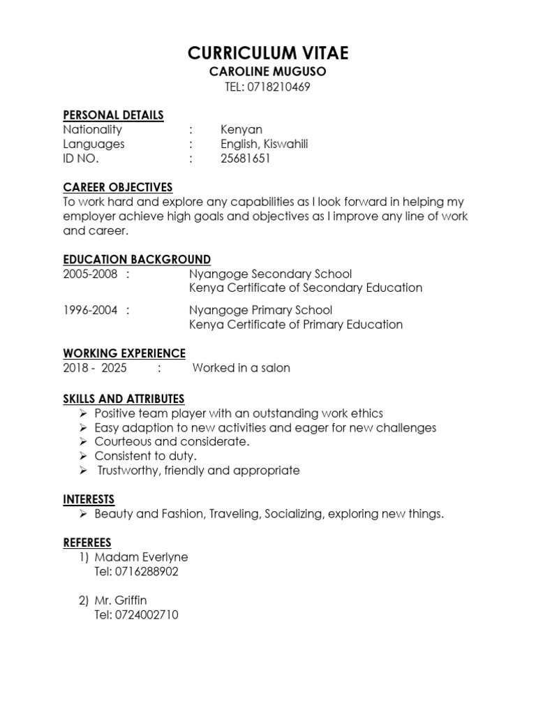 Caroline Muguso's CV for Uganda Jobs | PDF