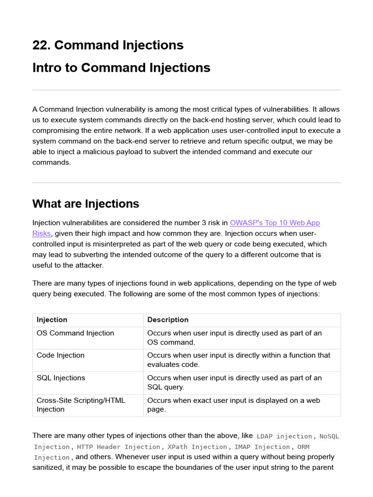 10. Command Injections | PDF | Web Server | Internet & Web