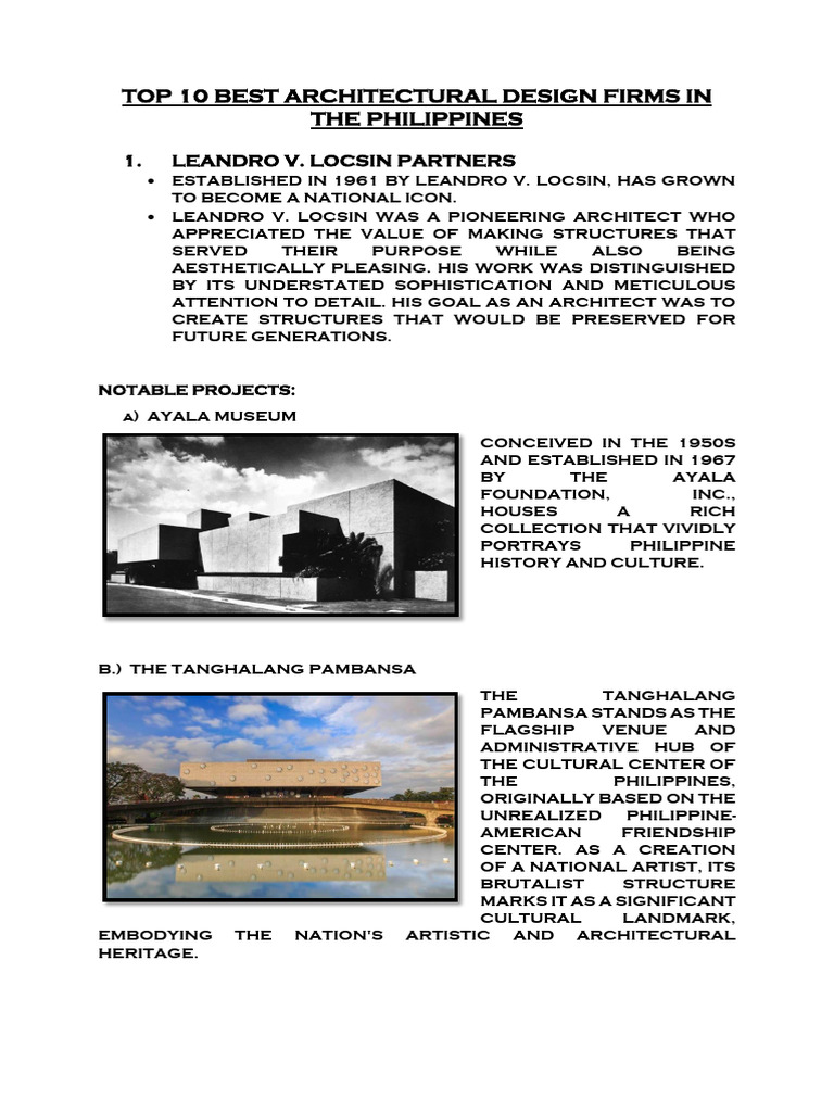 Top 10 Architectural Firms in the Philippines | PDF
