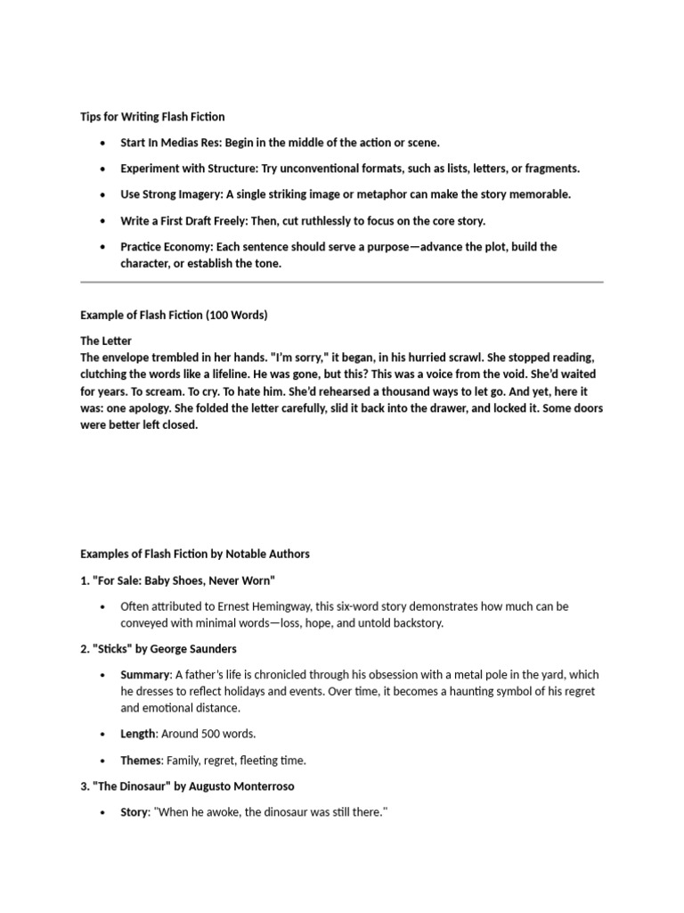 Writing Tips for Flash Fiction | PDF