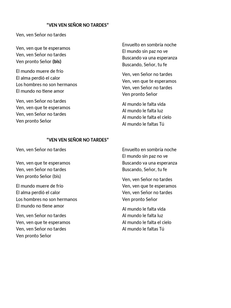 "Ven Señor, No Tardes" | PDF