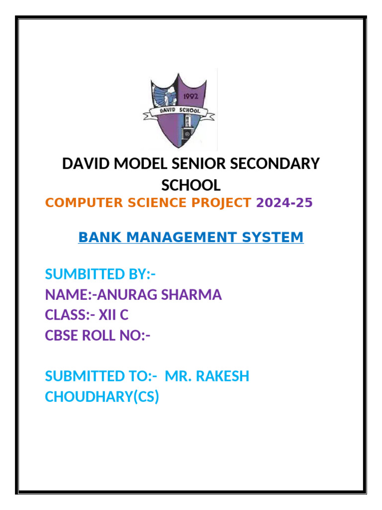 Cs Project Bank Management System 2023 24 | PDF | Databases | My Sql