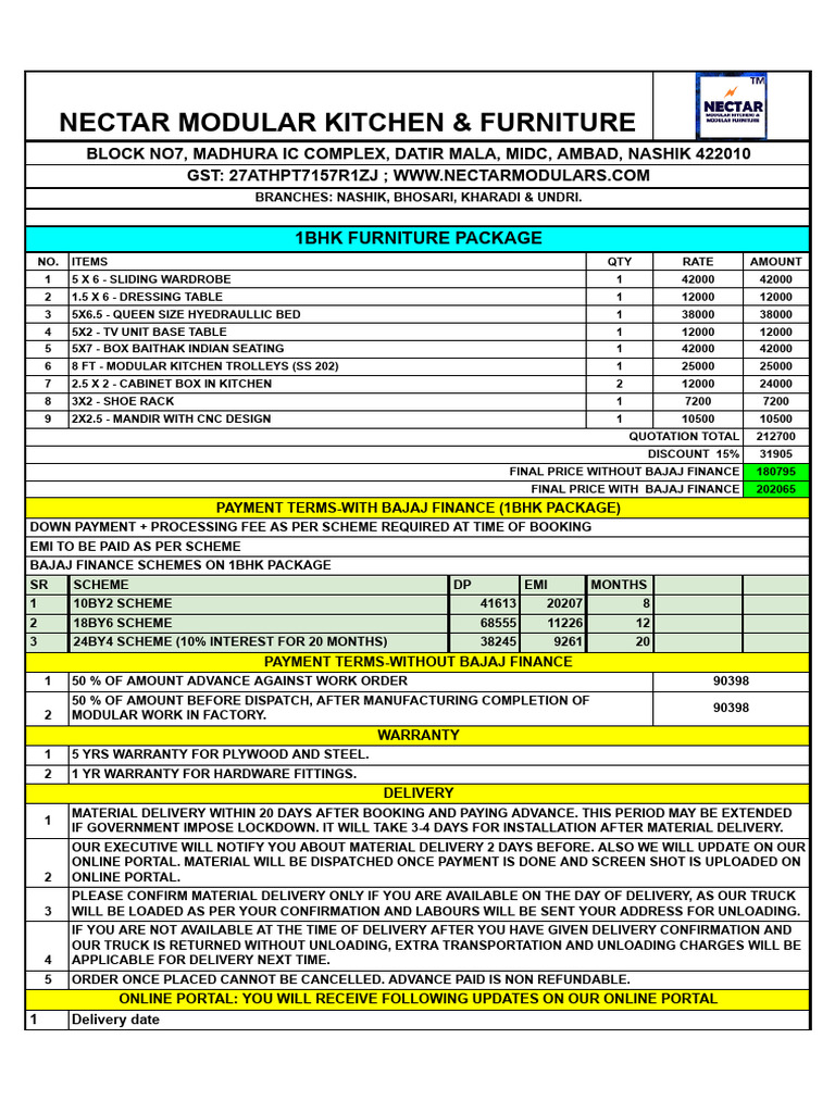 1bhk Furniture Package - Nectar (1) - Merged | PDF