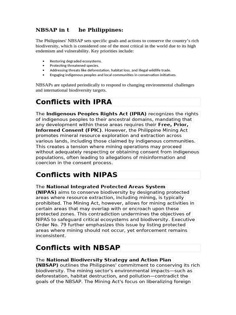Conflicts in Philippines' NBSAP Implementation | PDF | Biodiversity ...