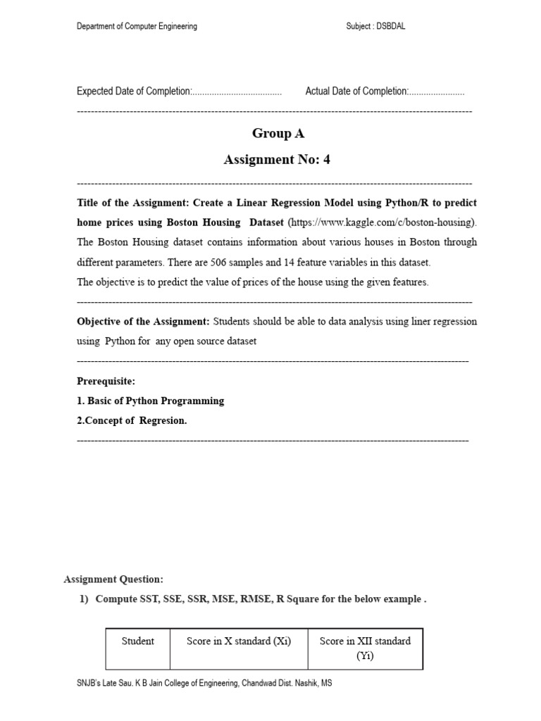 Part-A Assignment No. 4 | PDF | Regression Analysis | Linear Regression
