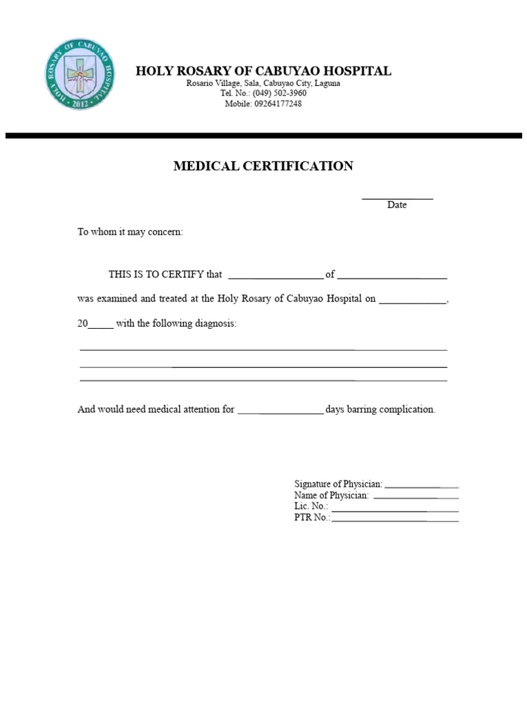 Med Cert Sample | PDF
