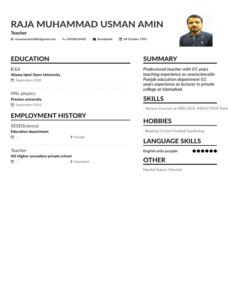 Raja Muhammad Usman Amin-2020-CV | PDF