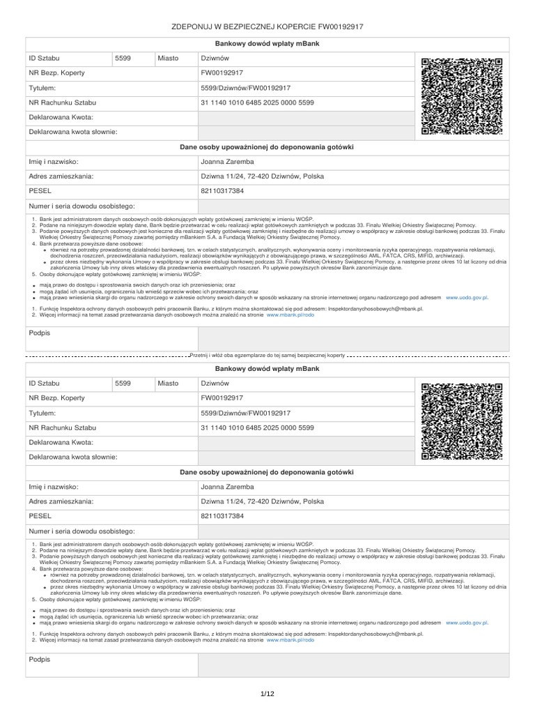 Bankowe dowody wpłaty-2 | PDF