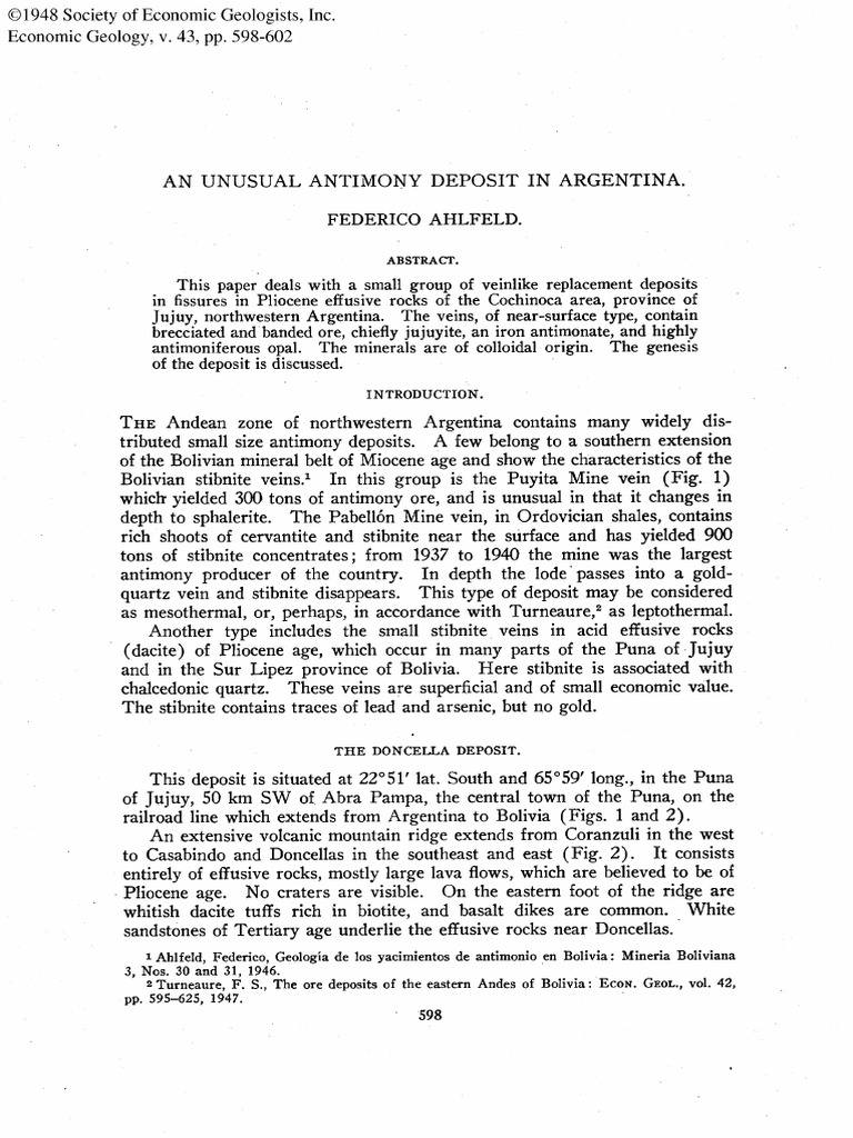 Ahlfeld-1948 | PDF | Rocks | Geology