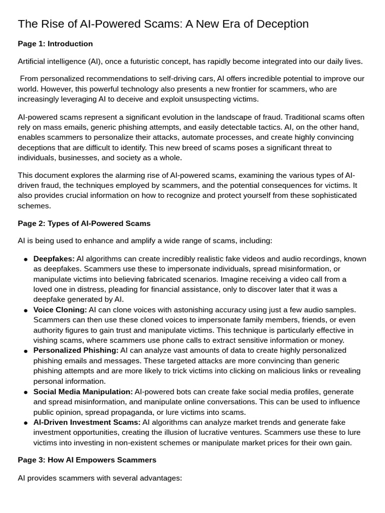 AI-Powered Scams: A Growing Threat | PDF | Phishing | Artificial ...