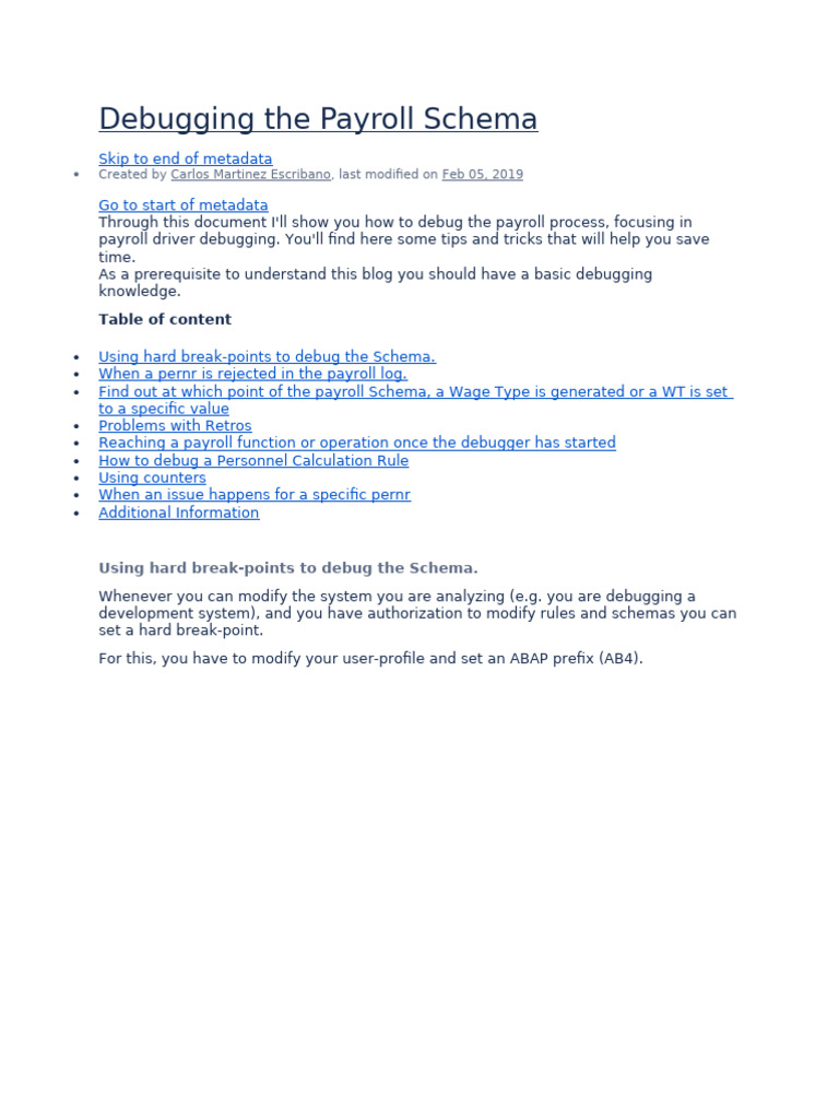 Payroll Schema Debugging Guide | PDF | Debugging | Software Development