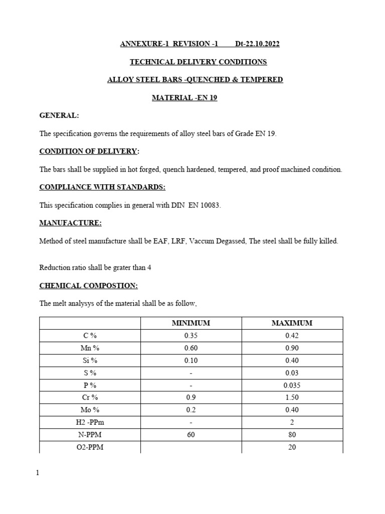 Annexure-1 for en 19 | PDF | Heat Treating | Steel