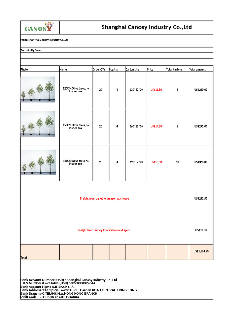 Olive Trees Price List for Infinity Deals（60pcs) | PDF