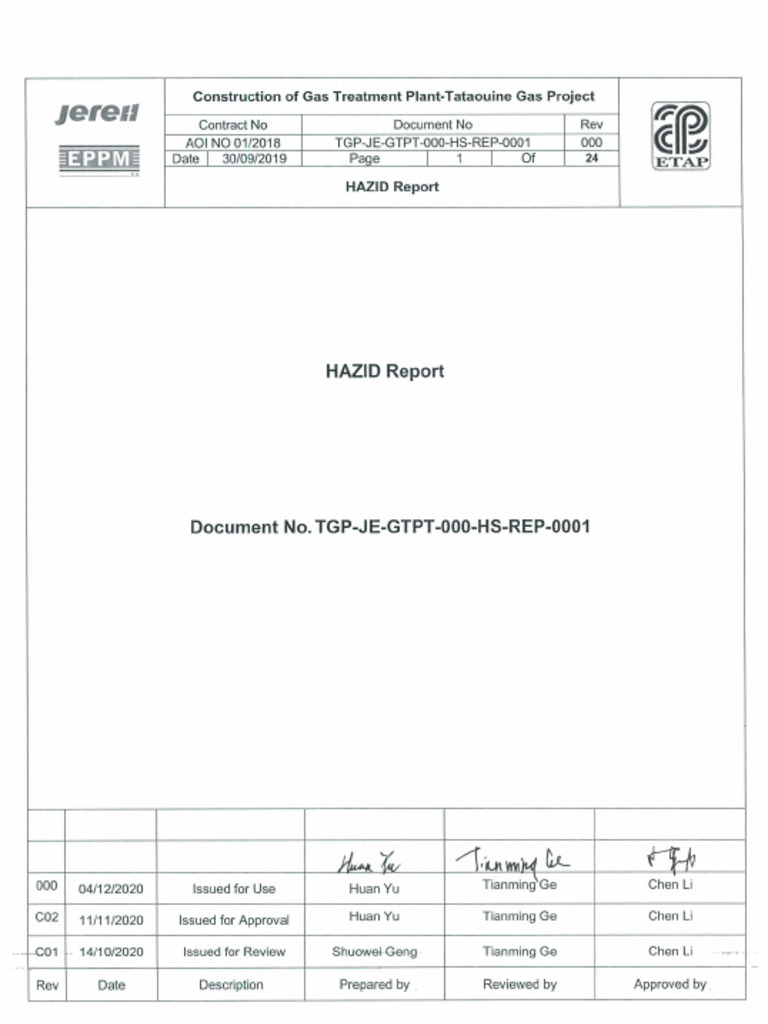 TGP-JE-GTPT-000-HS-REP-0001 - 000 - HAZID Report - Approved | PDF ...