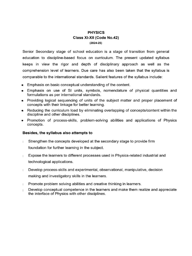 Physics SrSec 2024-25 | PDF