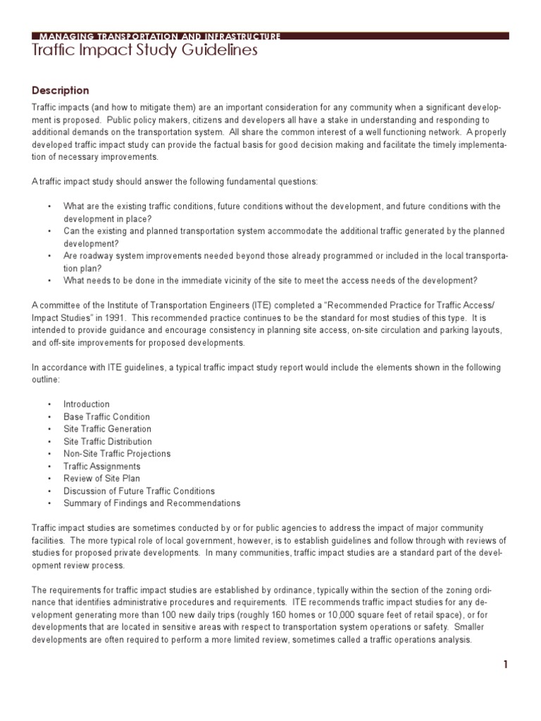 Traffic Impact Study Guidelines | PDF | Traffic | Engineer